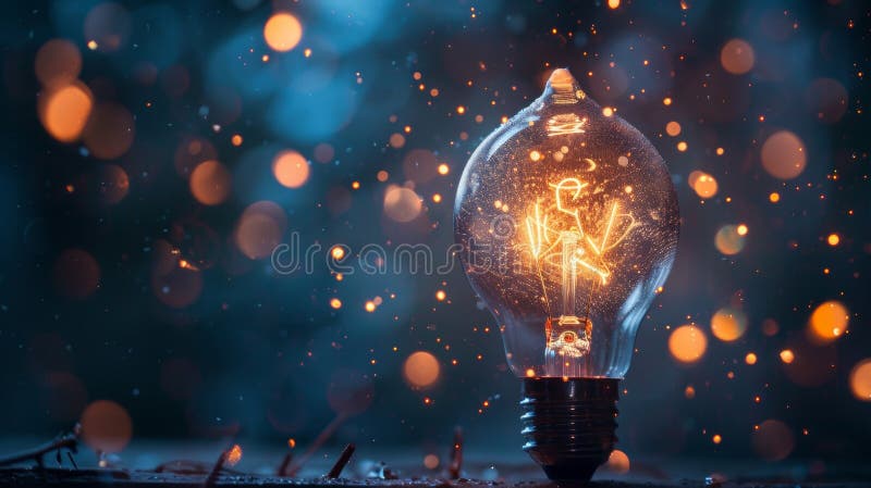 Sparkling Light Bulb Against Bokeh Background Stock Photo - Image of ...