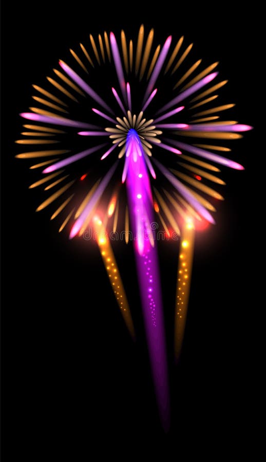 Sparkling Light Burst Show. Realistic Sky Firework Stock Vector ...