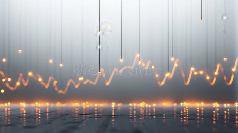 Sparkling Light Chart Concept with Glowing Points on Strings Stock ...