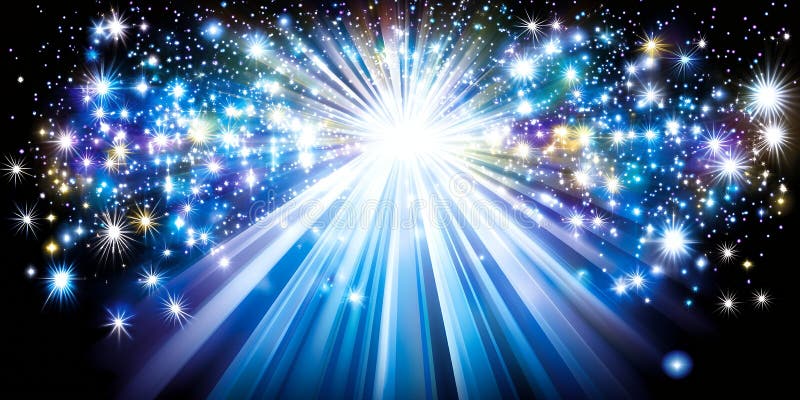 Sparkling Light Rays Festive Background Blue Stars Galaxy Night Sky ...