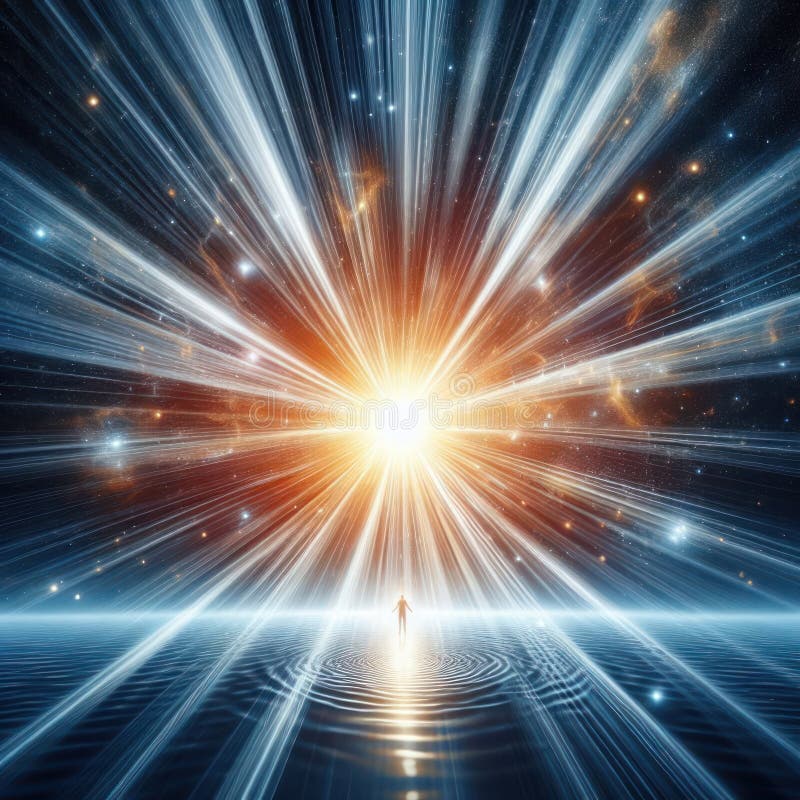 A Sparkling Light Source Above a Silhouette of a Man Standing ...