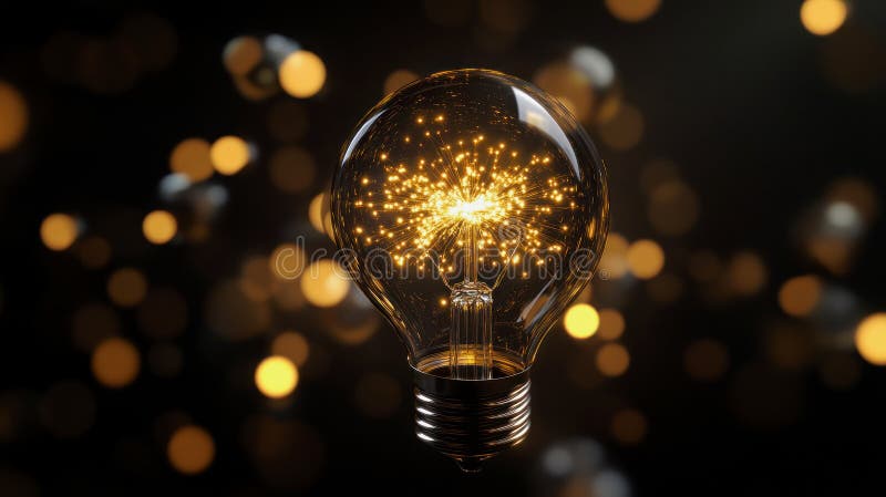 Sparkling Lightbulb Illuminating Creativity and Inspiration in a Dark ...