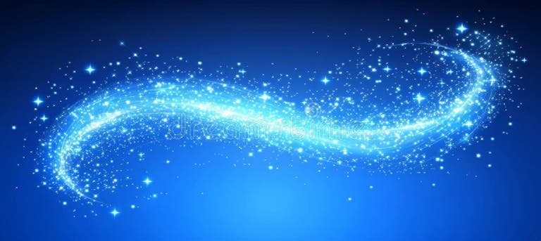 Sparkling Magic Trail a Swirling Blue Wave of Glitter and Light on a ...