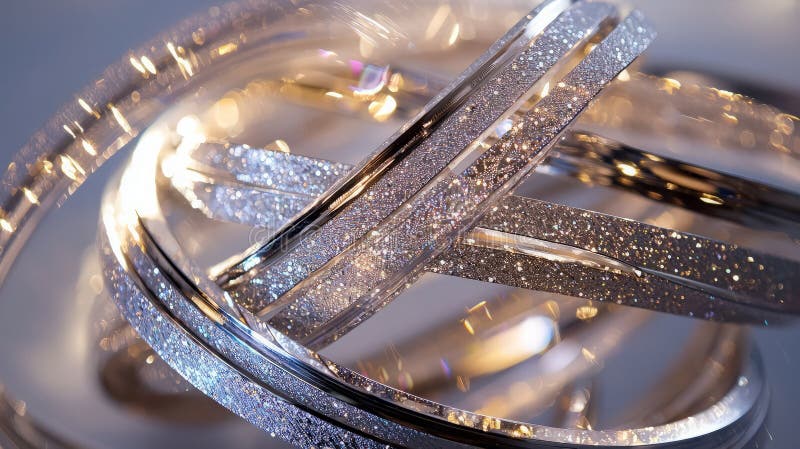 Sparkling Metallic Rings Intertwined, Reflecting Light Stock Image ...