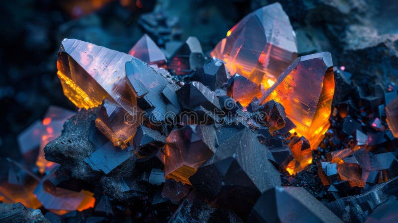 Crystal Formations Shine with Vibrant Hues in a Dark Underground ...