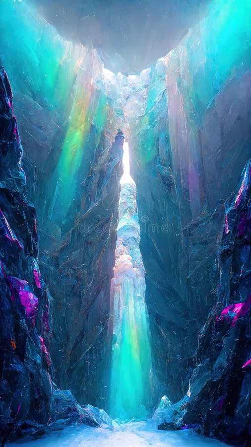 Sparkling Multi-colored Crystals with Rays of Light on Black Background ...