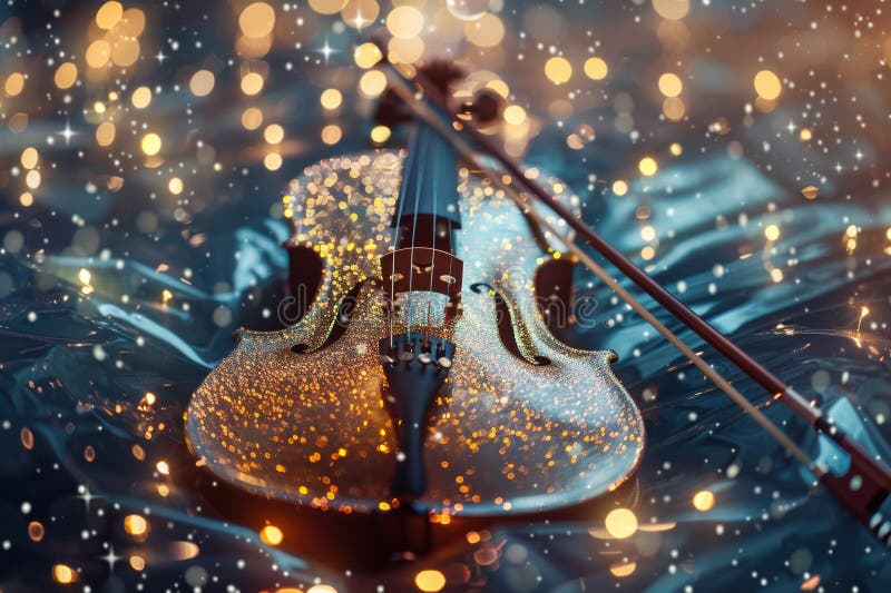 Sparkling Musical Notes Flow from a Glowing Grand Piano in a Classical ...