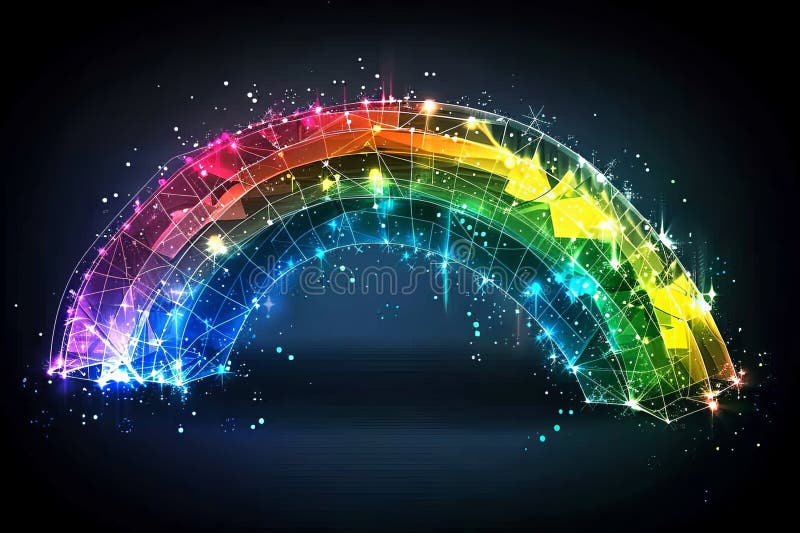 Sparkling Neon Rainbow and Star Lights, Capturing a Magical and ...