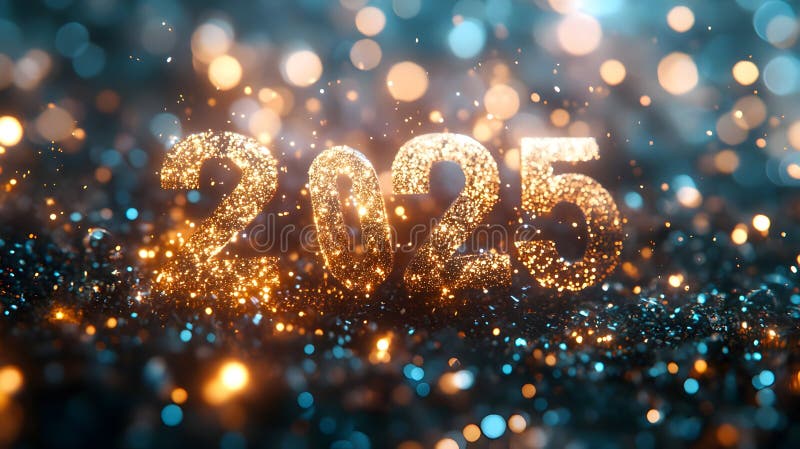 Sparkling 2025 New Year 3D Illustration Stock Illustration ...