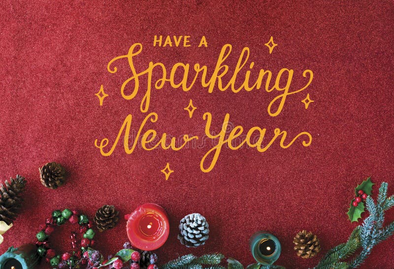 Sparkling New Year on Red Background Stock Photo - Image of candle ...