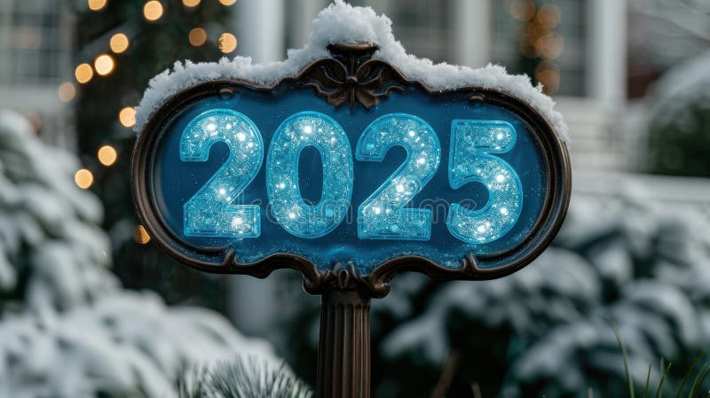 Sparkling New Year 2025 Sign in Winter Stock Illustration ...