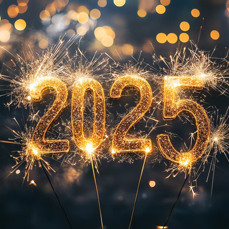 A Sparkling New Years 2025 Banner with Fireworks in the Background ...
