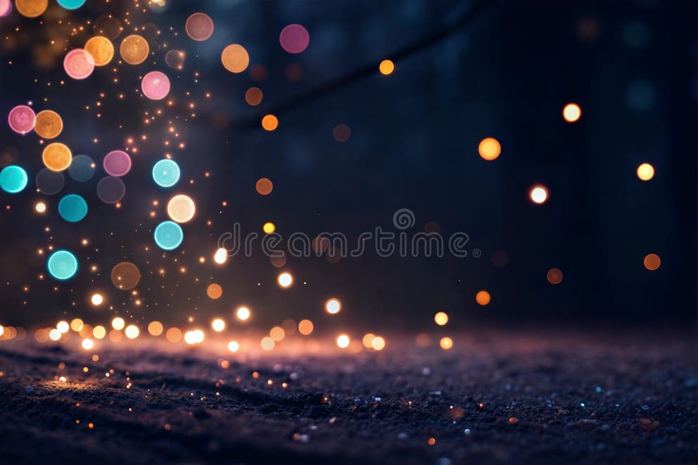 Sparkling Night Lights on Dark Surface Stock Illustration ...
