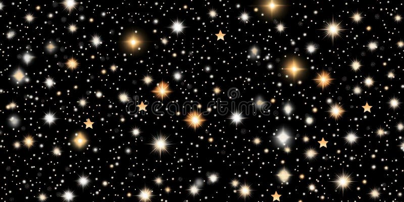 Sparkling Night Sky Background Gold Stars Shimmering Celestial Pattern ...