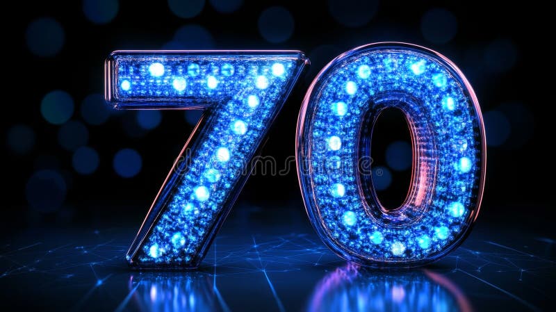 Sparkling Number 70 Celebration Rendered Illustration on a Dark ...