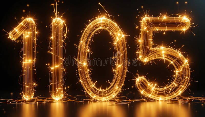 Sparkling Number 105: a Festive Light Trail Celebration Stock ...