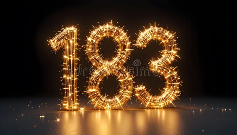 Sparkling Number 183 Illuminating a Dark Surface with Reflective Glow ...