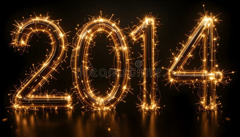Sparkling Numbers Displaying the Year 2014 with Festive Illumination ...