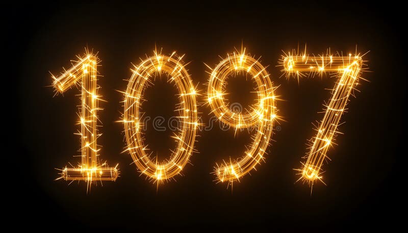 Sparkling 1097 Numeral Design on Black Backdrop for Festive Occasions ...