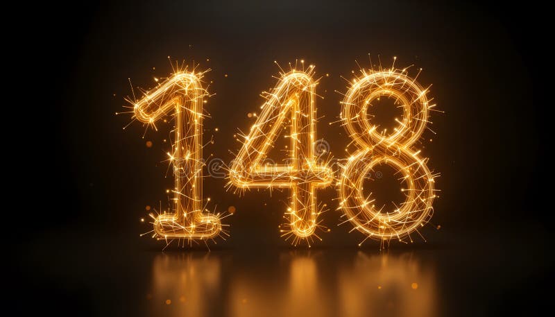 Sparkling Numeric Display: Abstract Representation of the Number 148 in ...