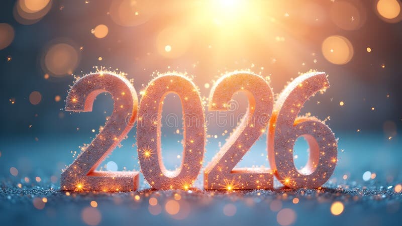 Sparkling 2026 Numeric Display with Golden Lights Background for New ...