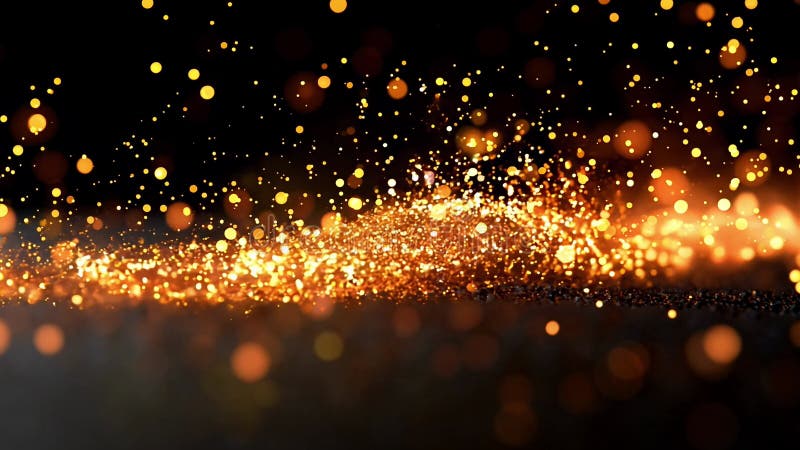 Sparkling Orange Particles Shimmering Against a Dark Backdrop in a ...