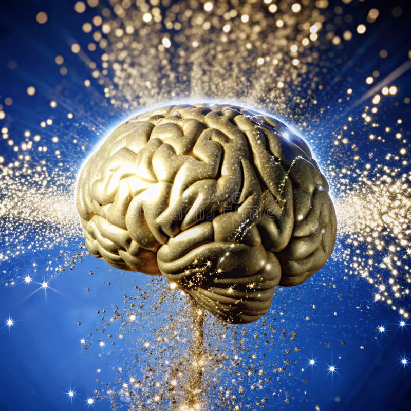 Sparkling Particles Surrounding the Brain Stock Illustration ...
