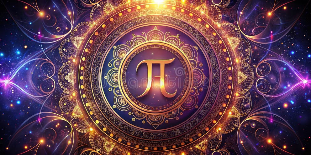 Sparkling Pi Symbol with Ornate Frame a Decorative MathThemed Design ...