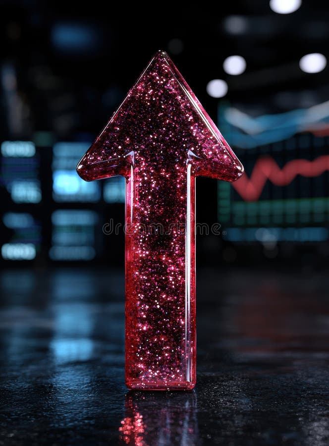 Sparkling Pink Arrow Pointing Up Stock Illustration - Illustration of ...