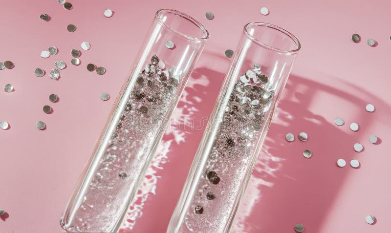 Sparkling Pink Beverages in Elegant Glasses with Confetti on a Vibrant ...