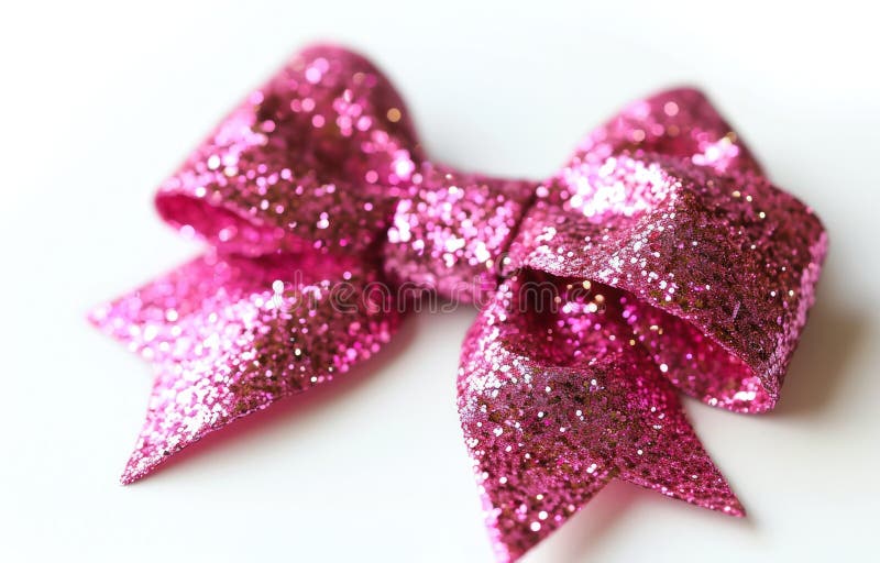 Sparkling Pink Bow on a White Background Stock Illustration ...