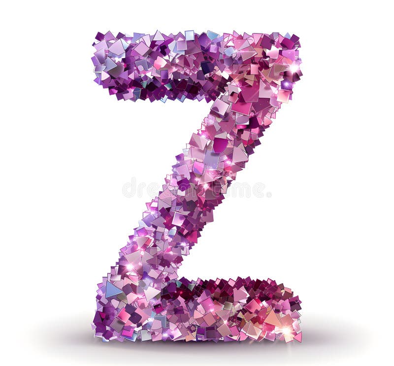 Sparkling Pink Crystal Letter Z Isolated on White Background Stock ...