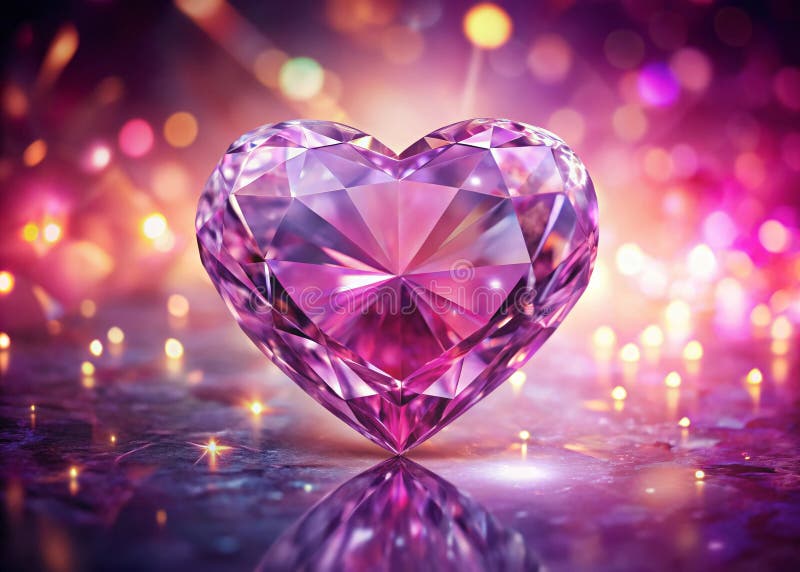 Sparkling Pink Heart Diamond Double Exposure a Captivating Abstract ...