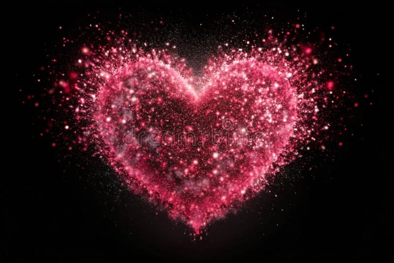 Sparkling Pink Heart Explosion, Dark Background, Valentine S Design ...