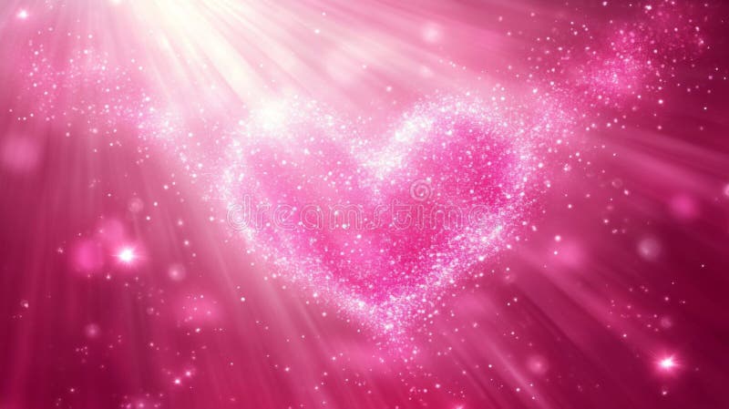 Sparkling Pink Heart Glowing Brightly with Light Rays Stock ...