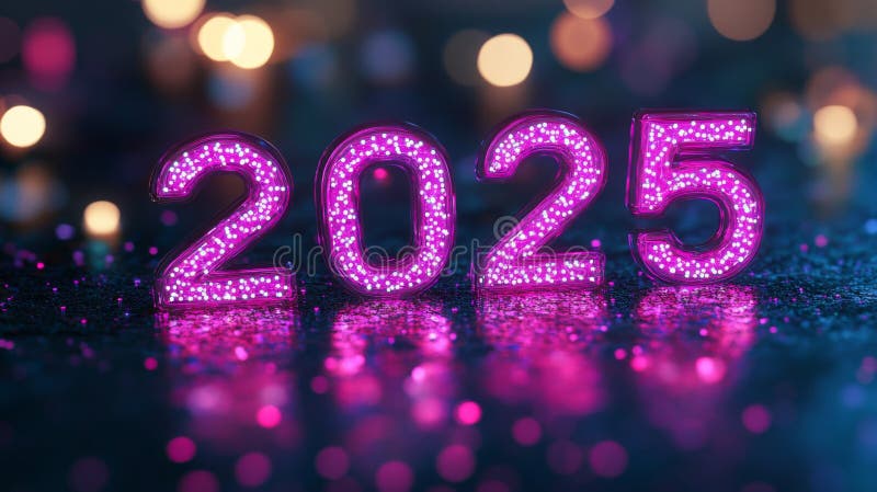 Sparkling Pink Numbers Celebrate Twenty Twenty Five Stock Illustration ...