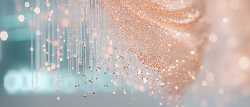 Sparkling Points Cascade Downward. Abstract Design with Warm Color ...