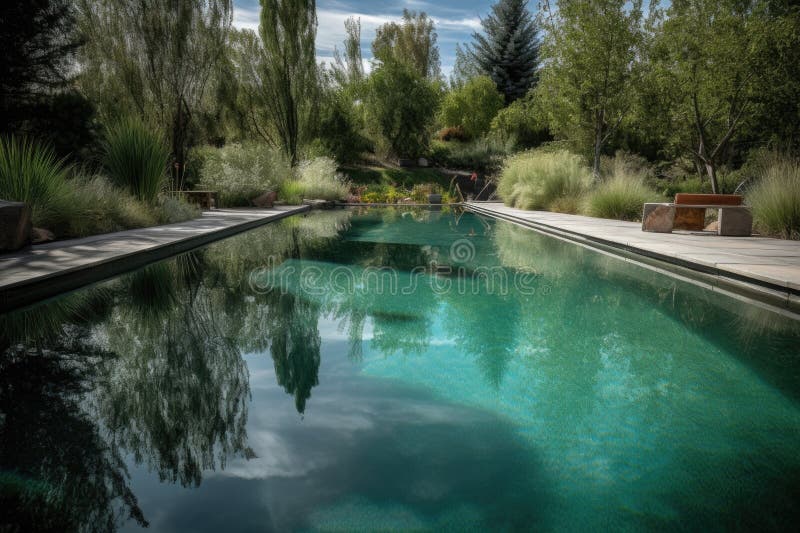 Sparkling Pool with Perfectly Balanced Reflection of Crystal Clear ...