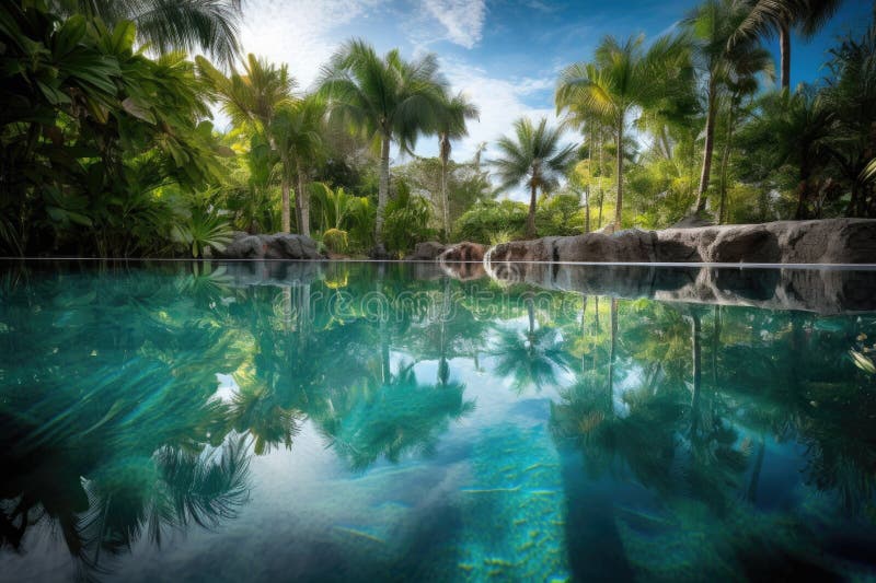 Sparkling Pool with Perfectly Balanced Reflection of Crystal Clear ...