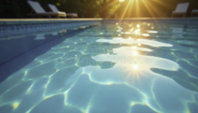 Sparkling Pool Surface Reflects Warm Sunshine, Water Reflection ...