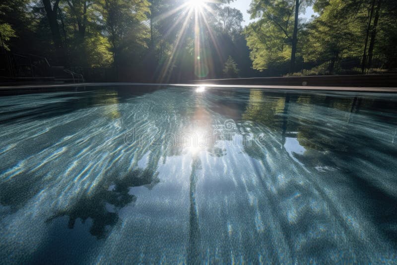 Sparkling Pool of Water, with Sunlight Filtering through the Surface ...