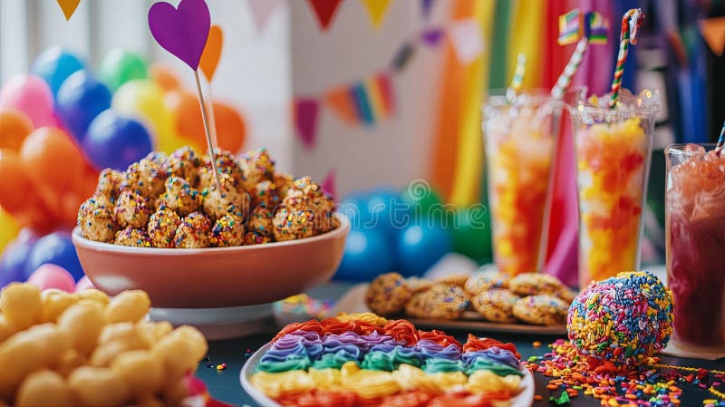 A Sparkling Pride Month Gathering with Rainbow Decorations, Snacks ...