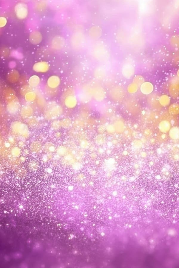 Sparkling Purple and Gold Glitter Background with Bokeh Lights. Stock ...