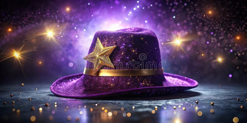 A Sparkling Purple Hat with a Golden Star Adorned with Shimmering ...