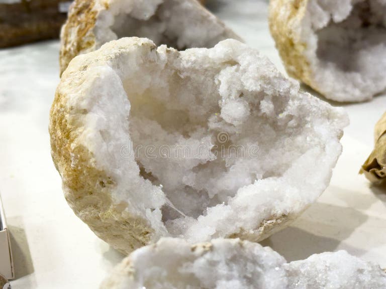 Sparkling Quartz Geode Display with Rough Stone Texture Editorial ...