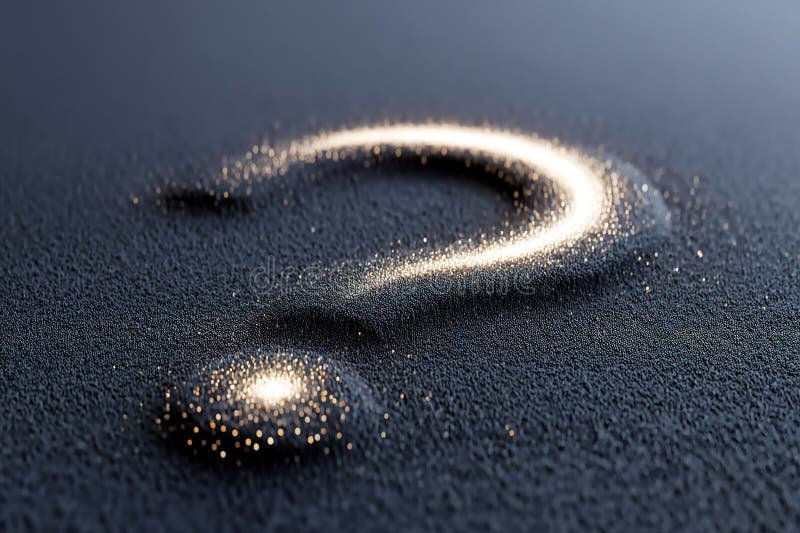 Sparkling Question Mark Formed with Fine Particles on a Dark Surface ...