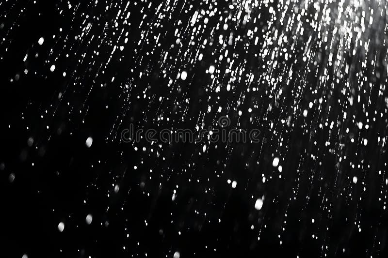 Sparkling Rain in Dark Night with Splashing Water Droplets Stock ...