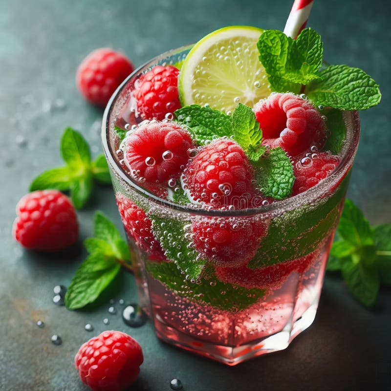 Sparkling Raspberry Mint Refresher Fresh Stock Illustrations – 1 ...