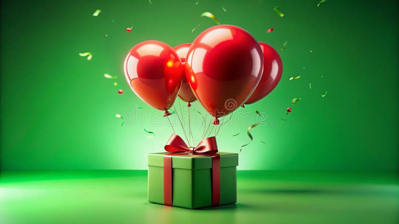 Sparkling Red Balloon and Gift Box 3D Animation a Double Exposure 4K ...