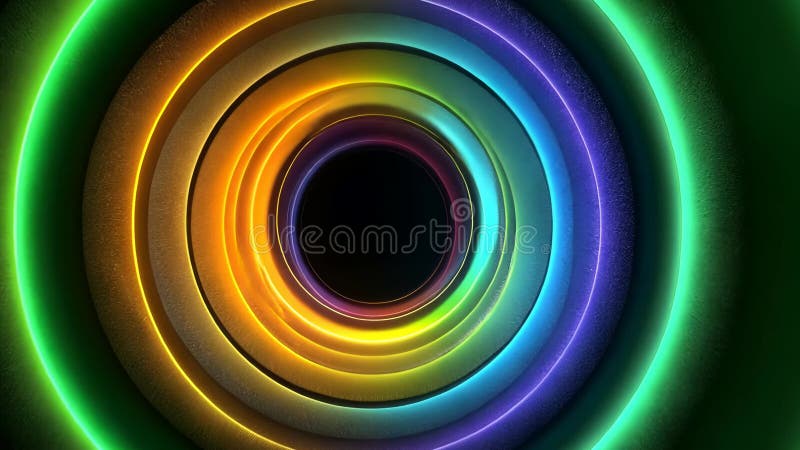 Rainbow Neon Circles Abstract Background Video Loop Stock Footage ...